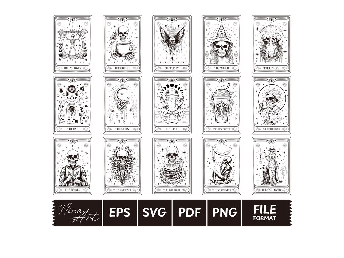 The Moon Tarot SVG, Moon Svg, Skeleton Svg, Skull Tarot Svg, Tarot Card ...