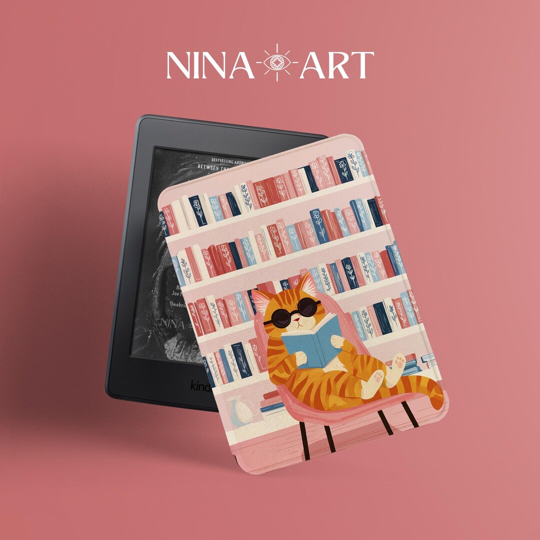 Library Cat Kindle Paperwhite 12th Gen Case, 2024 Kindle Colorsoft Case ...