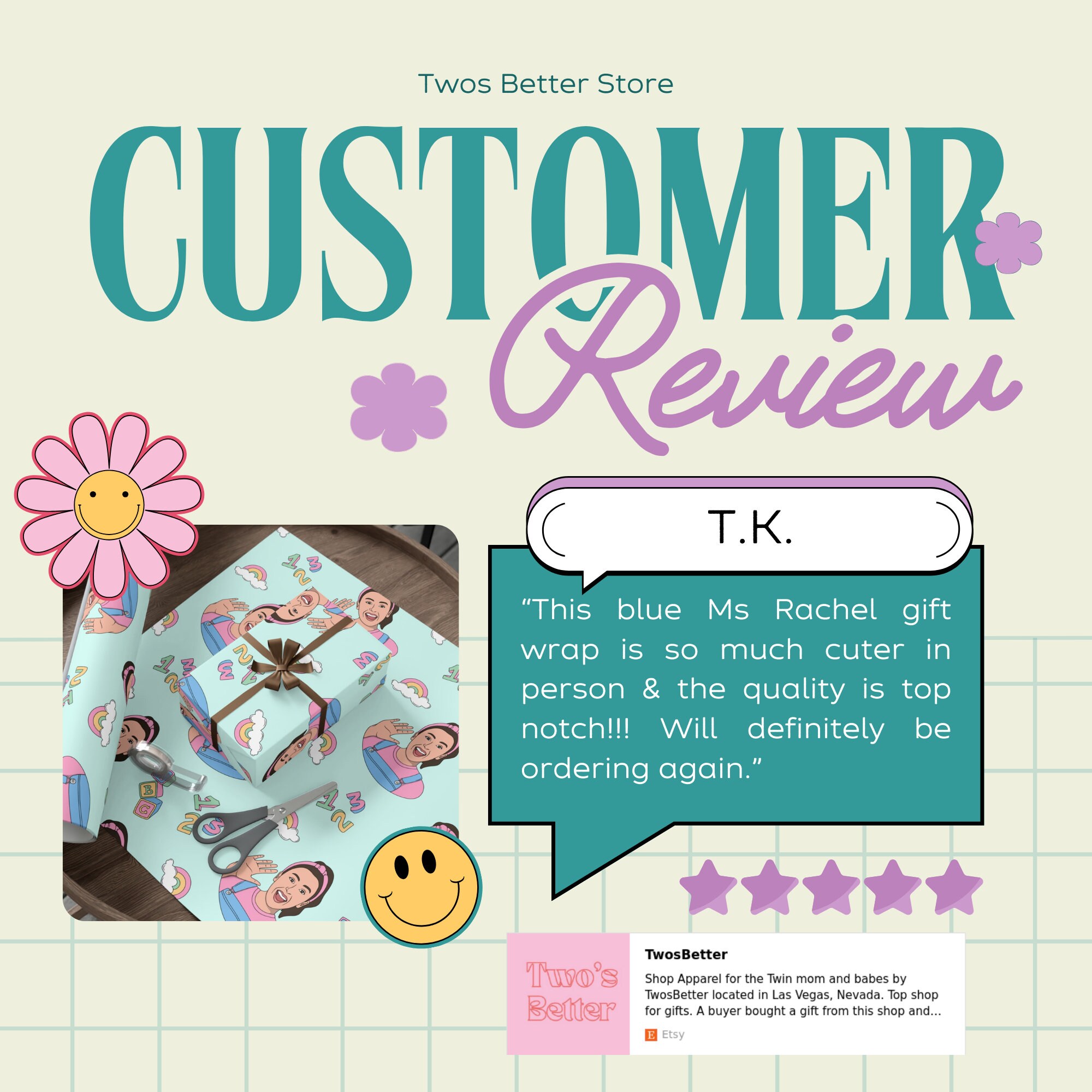 Ms Rachel Gift Wrap, Ms Rachel Wrapping Paper, Ms Rachel Birthday, Kids ...