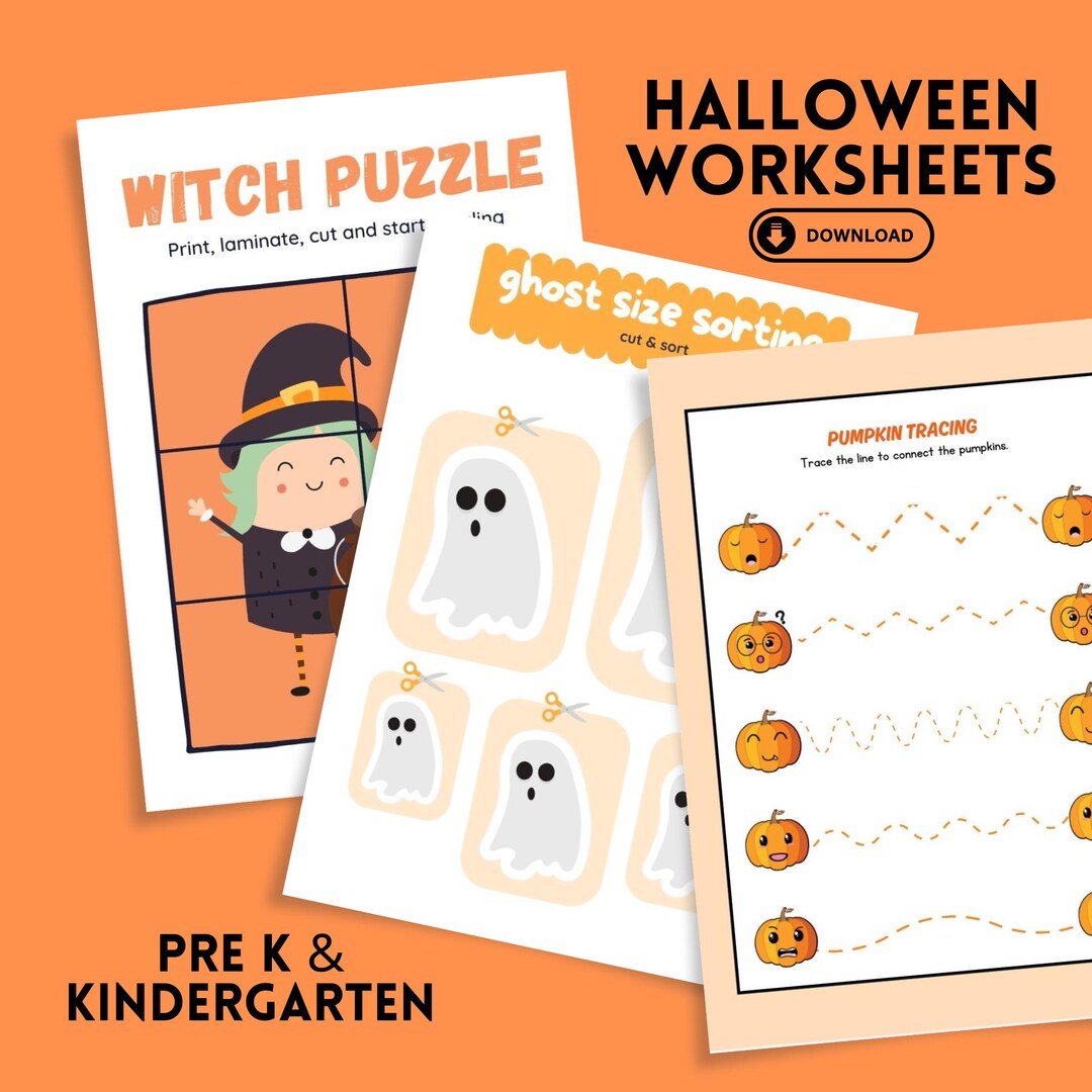 Halloween Worksheets 12 Pages, Pre-k & Kindergarten Worksheets ...