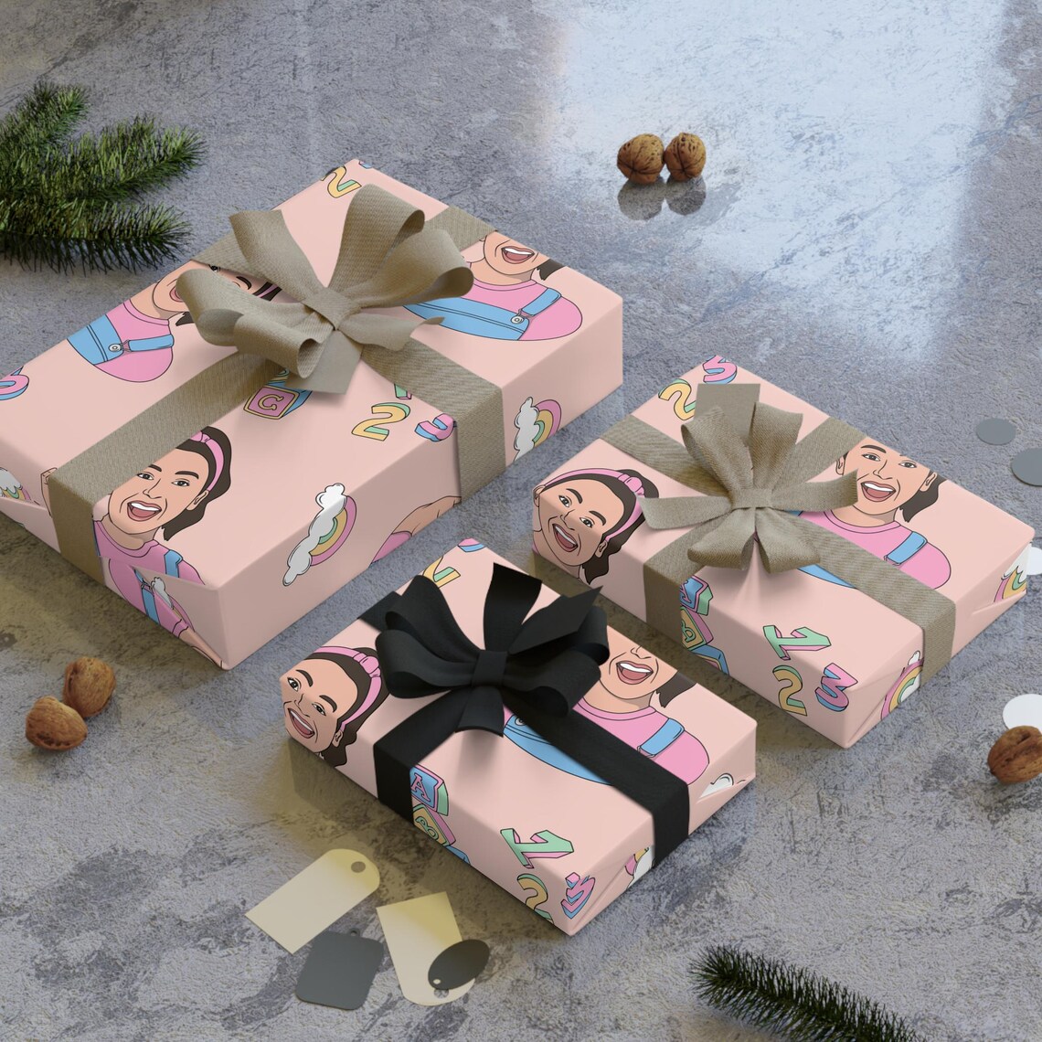 Ms. Rachel Wrapping Paper, Satin Gift Wrap, Custom Kids Wrapping Paper ...