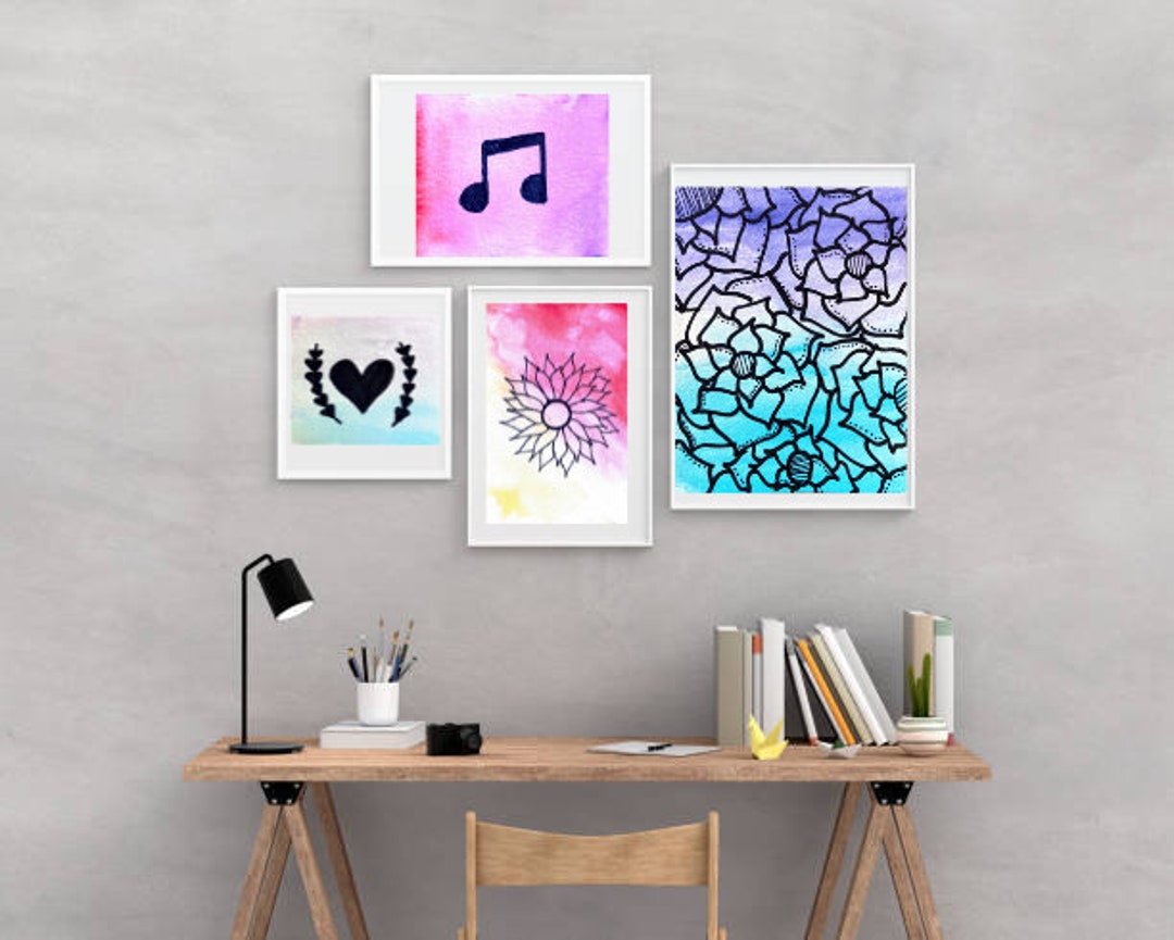 Watercolored Decal Posters- Bedroom Decor - Etsy