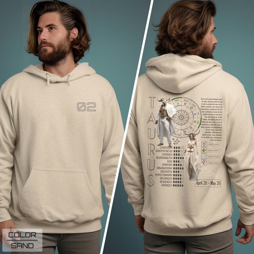 Taurus Zodiac Streetwear Hoodie, Front and Back Design, Horoscope Y2k ...