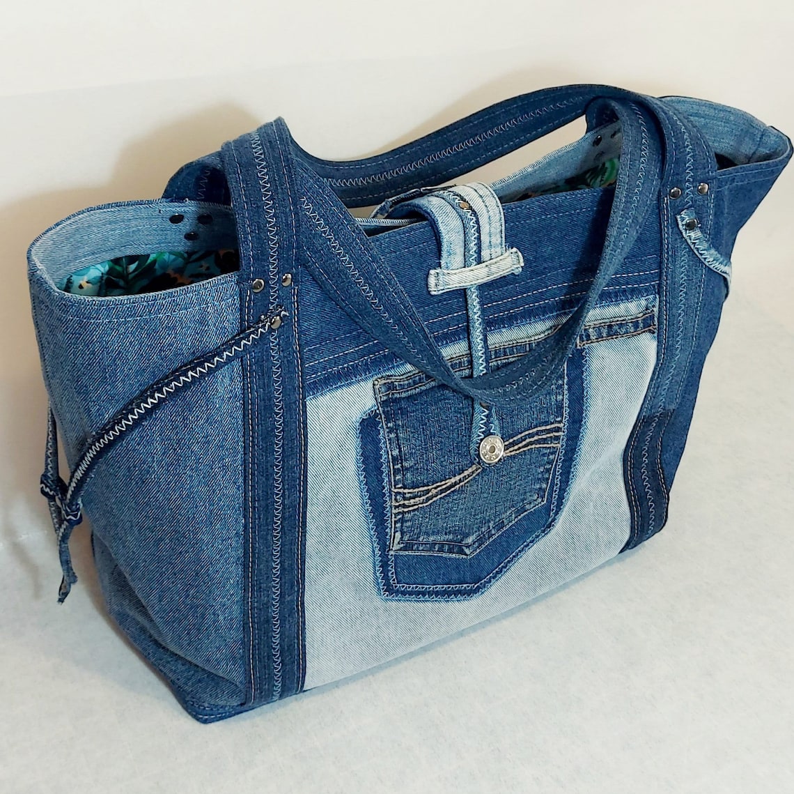 Hand Crafted Large Denim Tote Bag Made From Pre-loved Jeans - Etsy