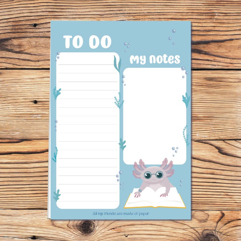 Axolotl Notepad | Daily Task Organizer - Etsy