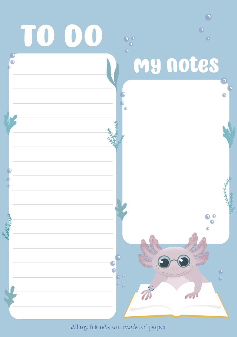 Axolotl Notepad | Daily Task Organizer - Etsy