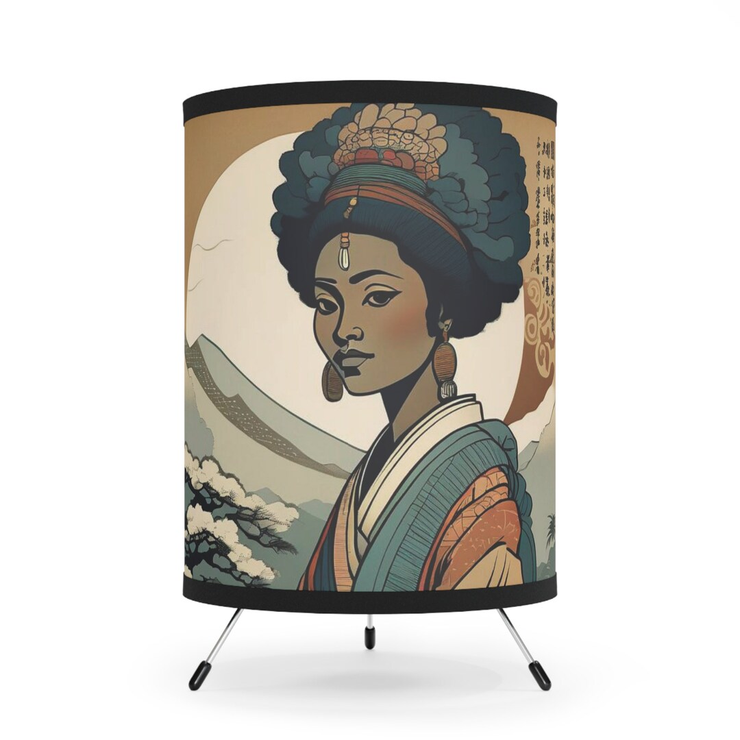 Table Lamp Asia Women Tripod Lamp With High-res Printed - Etsy