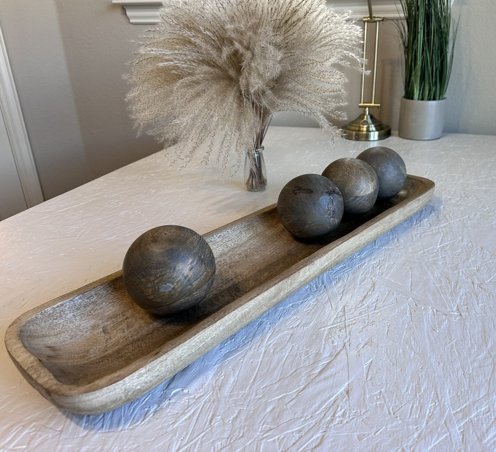 BLACK Long Wood Bowl, Decor Bowl, Large Table Decor Centerpiece ...
