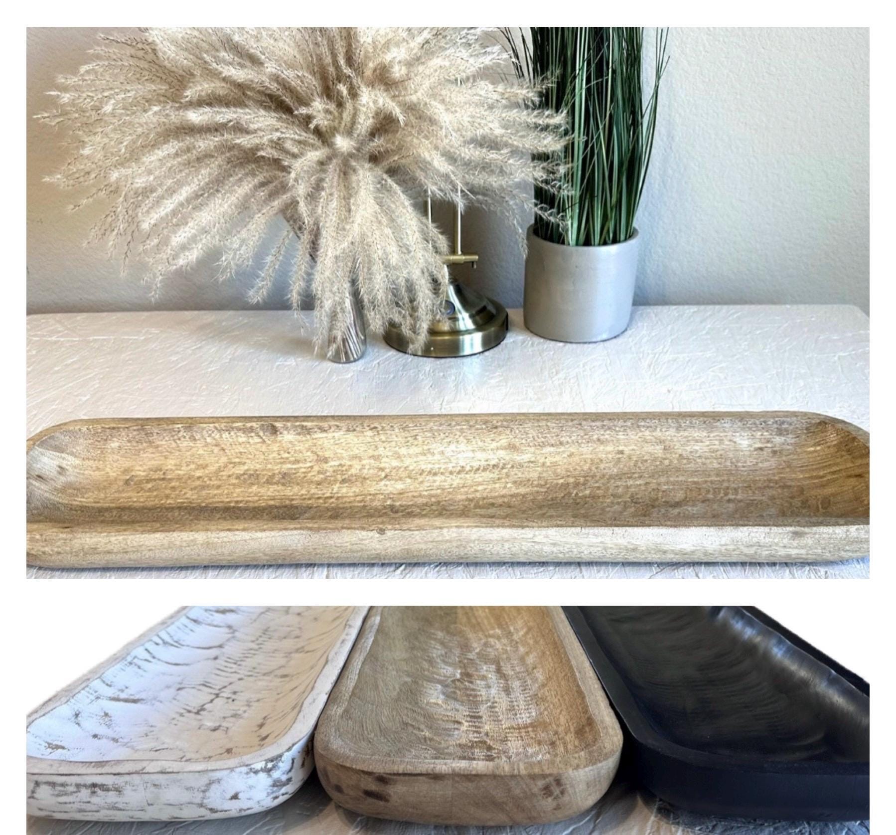 BLACK Long Wood Bowl, Decor Bowl, Large Table Decor Centerpiece ...