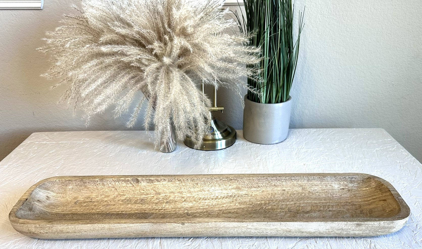 NATURAL Long Wood Dough Bowl, Large Table Decor Centerpiece, Wood Decor ...