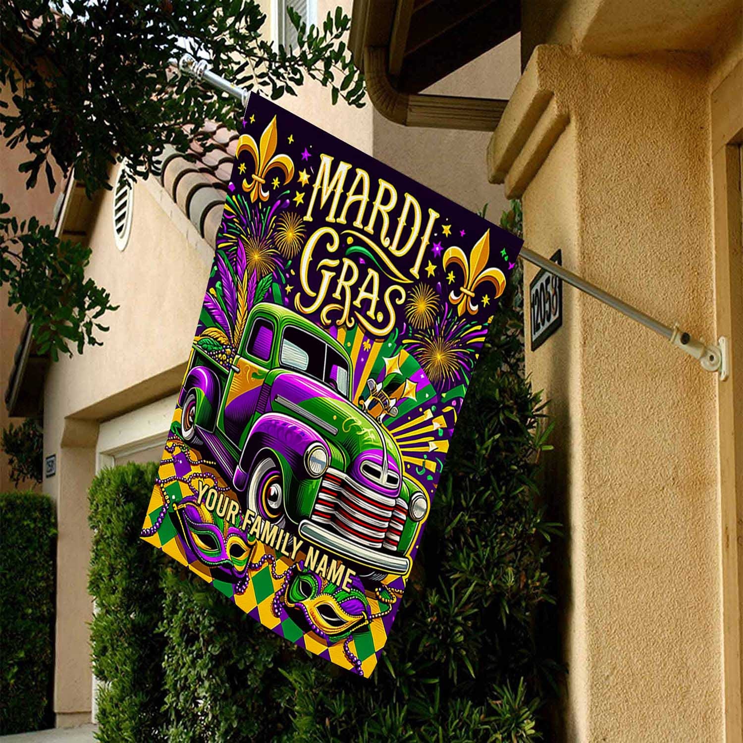 Happy Mardi Gras Car U.S House Flag, Fat Tuesday Garden Flag, Purple ...