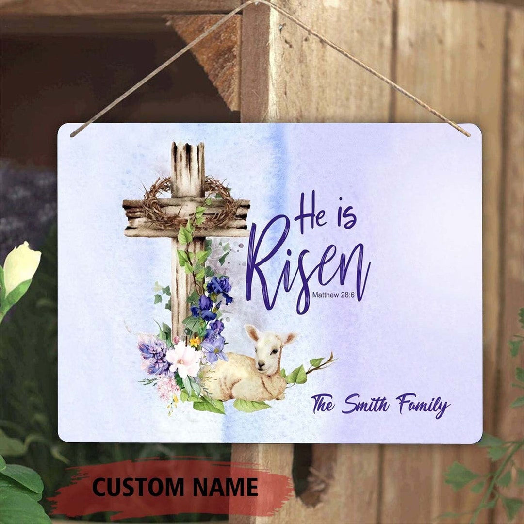 He is Risen Happy Easter Door Sign Door Decorations, Easter Bunny ...