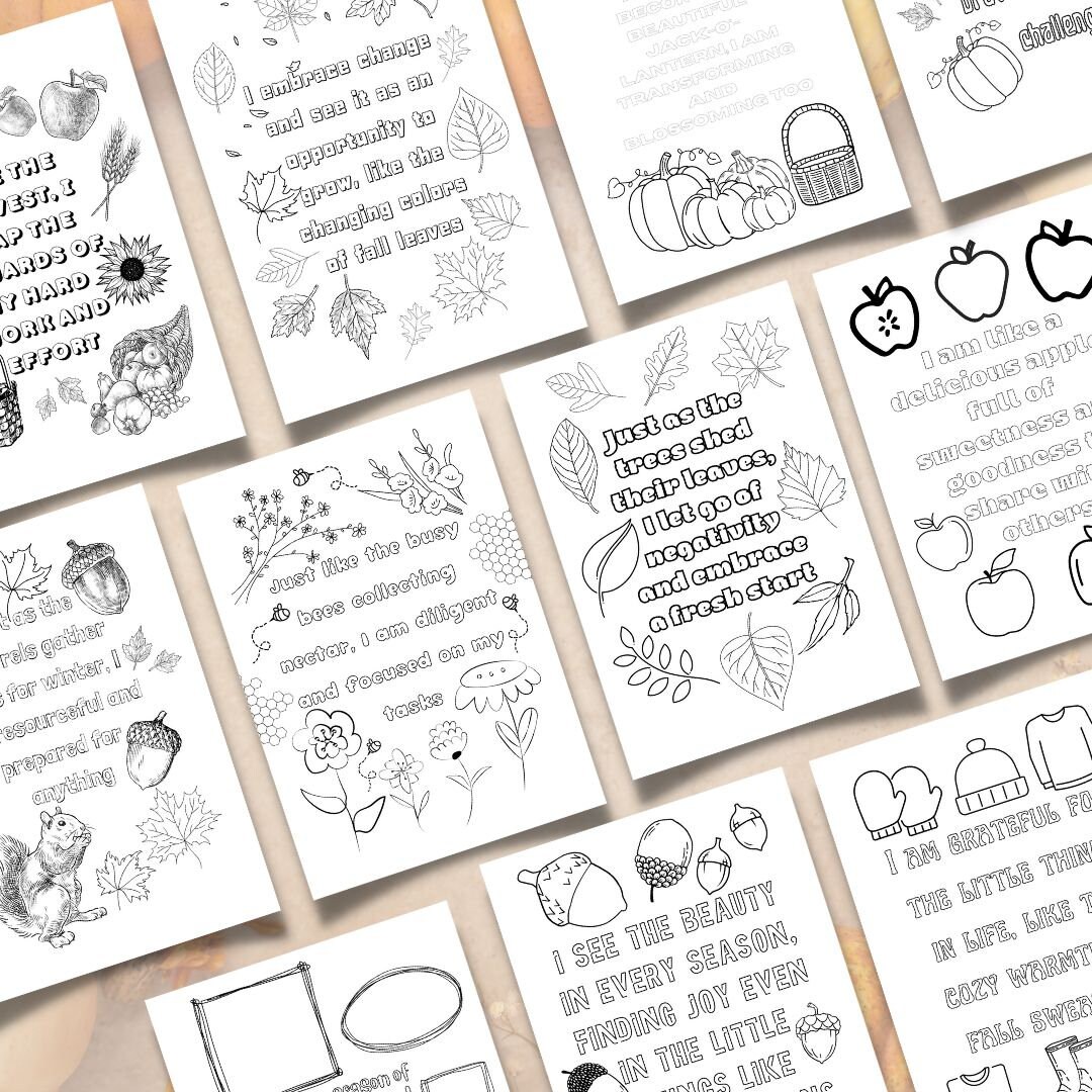 Fall Printable Coloring Pages / Printable Affirmation Coloring Pages ...