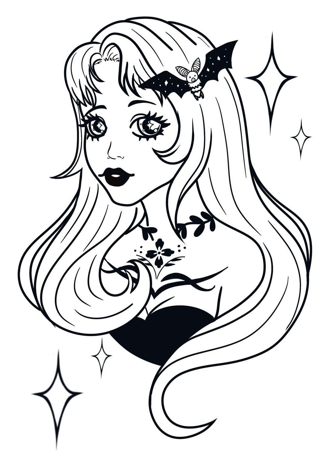 Tattooed Girl Coloring Page - Etsy