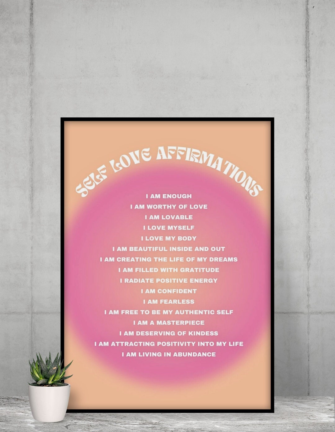 Affirmation Wall Art Self Love Affirmation Aura Poster Retro Print ...