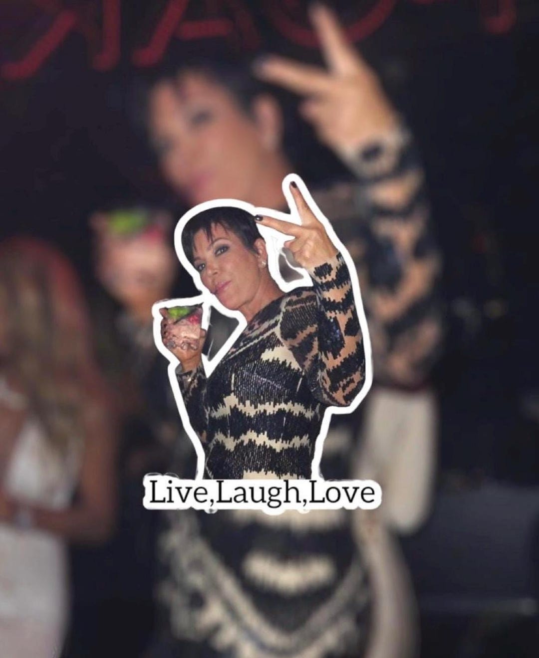 Live Laugh Love Kris Jenner Meme Sticker, Funny Trendy Stickers, Water ...