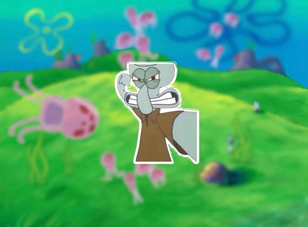Squidward Punch, Meme Stickers, Laptop Sticker, Green Animal Decal ...