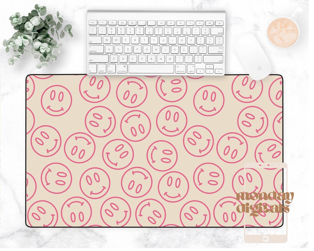 Smile Face Desk Mat Cute Desk Mat Desk Mat Aesthetic Desk - Etsy