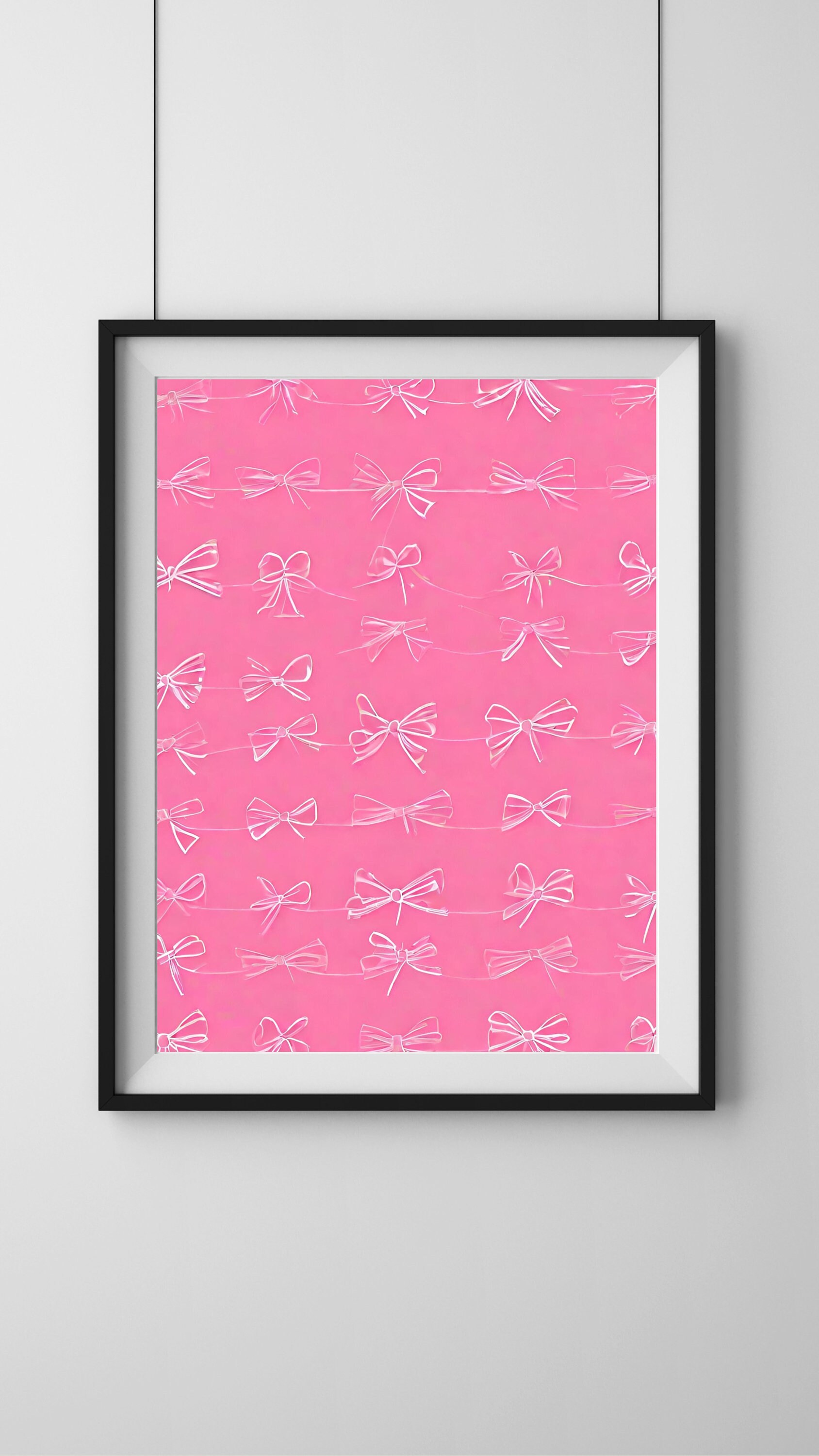 Pink Bow Print, Balletcore Wall Art, Coquette Room Decor, Bow Print ...