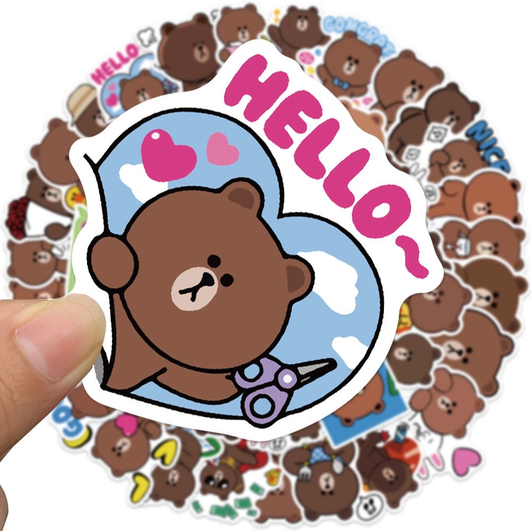Pack of 50 Line Friends Brown Bear Stickers for Water Bottles Teens ...