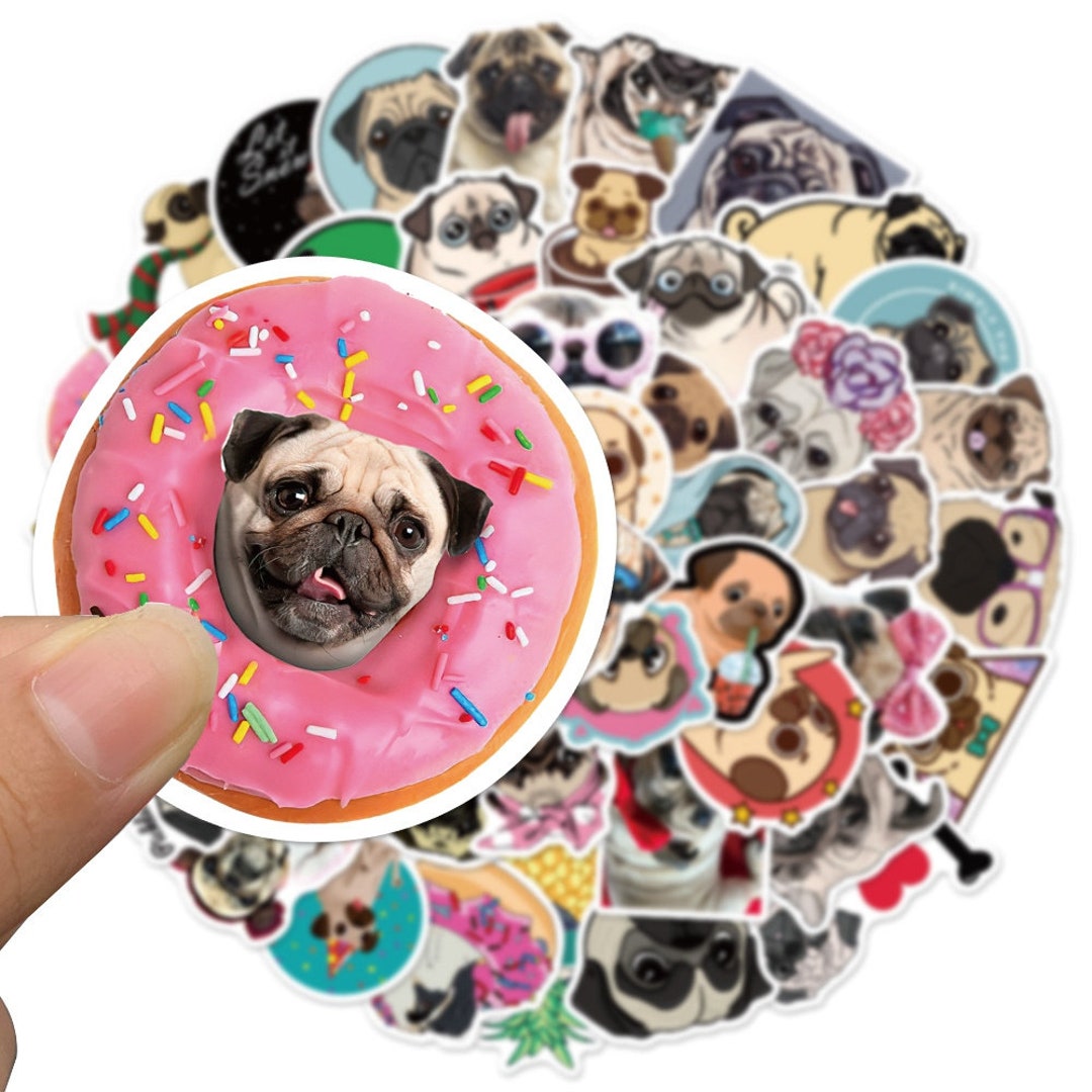 Pack of 50 Pug Dog Stickers Collection 1 for Water Bottles Teens ...