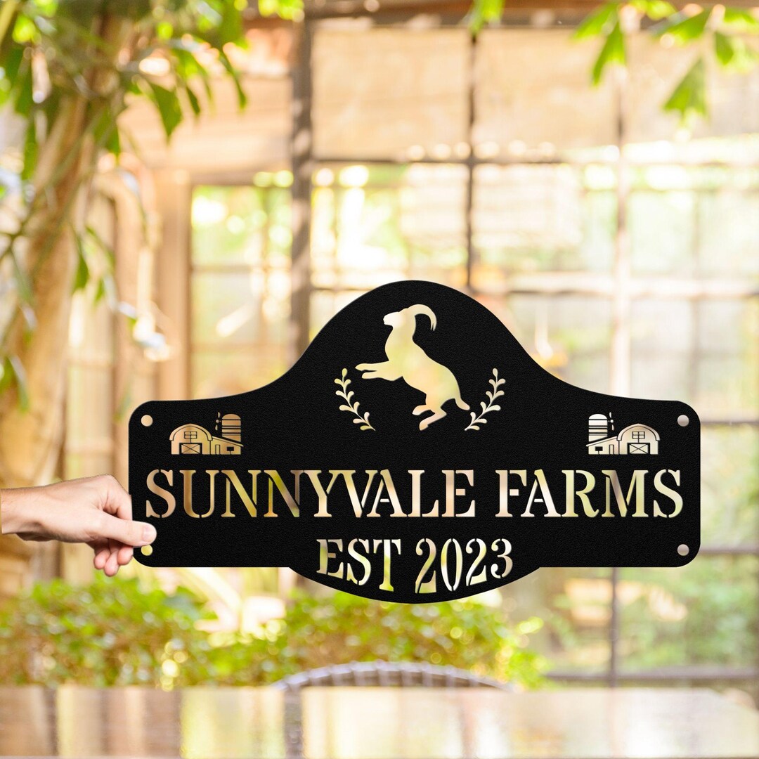 Personalized Outdoor Goat Farm Sign, Custom Goat Tree Farm Metal Sign ...