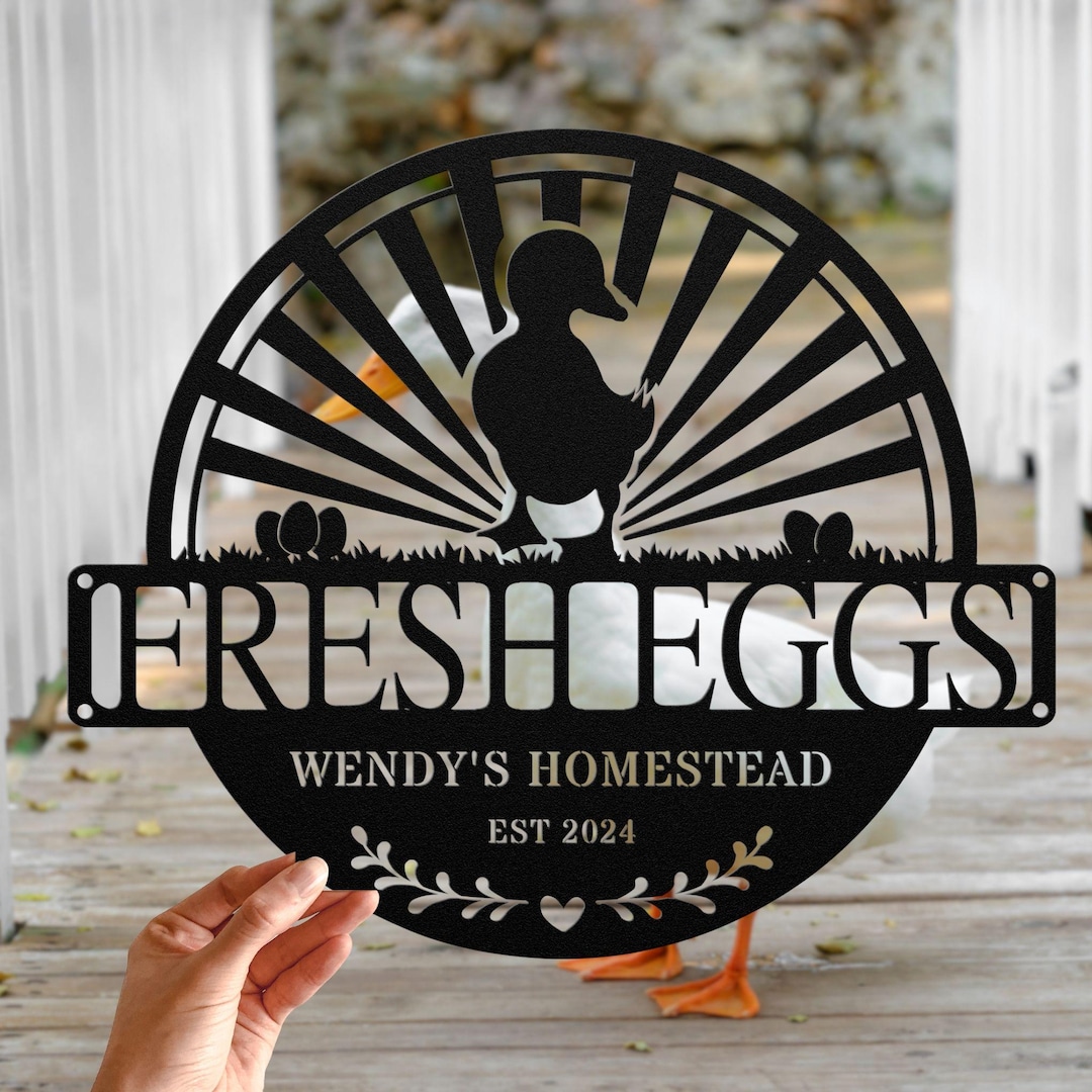 Custom Duck Fresh Eggs Sign, Personalized Duck Coop Sign, Farm Fresh ...