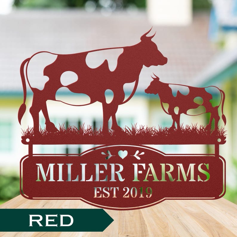 Custom Cattle Dairy Farm Metal Sign, Personalized Cow & Cattle Milk ...
