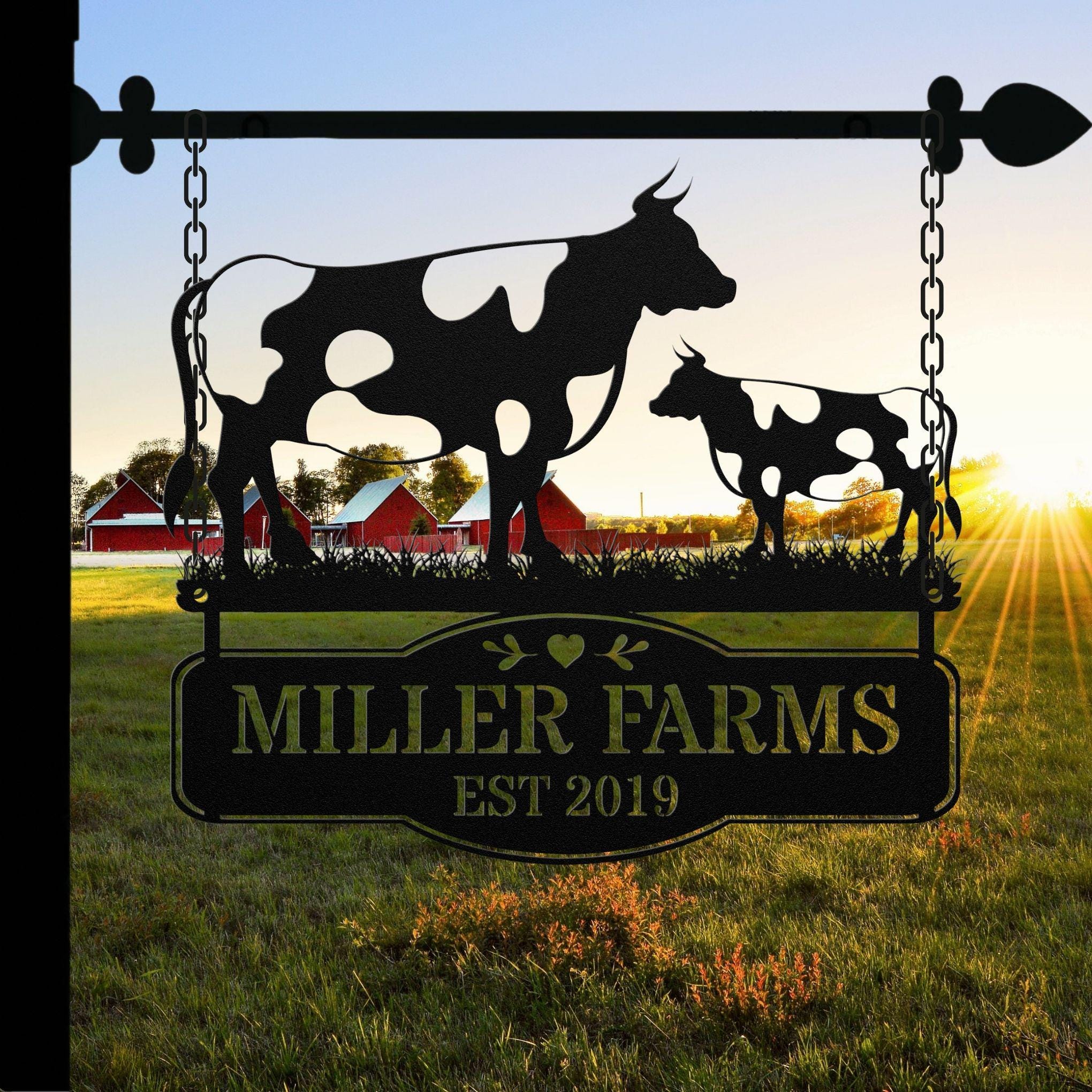 Custom Cattle Dairy Farm Metal Sign, Personalized Cow & Cattle Milk ...