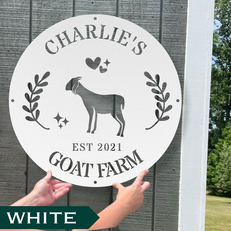 Personalized Metal Goat Farm Sign, Custom Goat Tree Farm Metal Sign ...