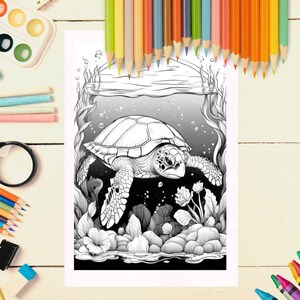 Digital Art Sea Turtles Vol 2 Adult Coloring Book Pages Instant ...