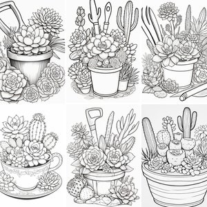 Succulents Bouquet Digital Coloring Book | Instant Download and Print ...