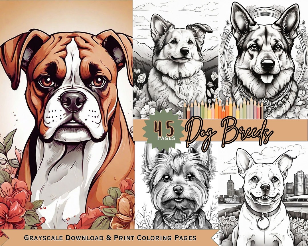 Digital Art Dog Coloring Book | Instant Download and Print for All Ages ...
