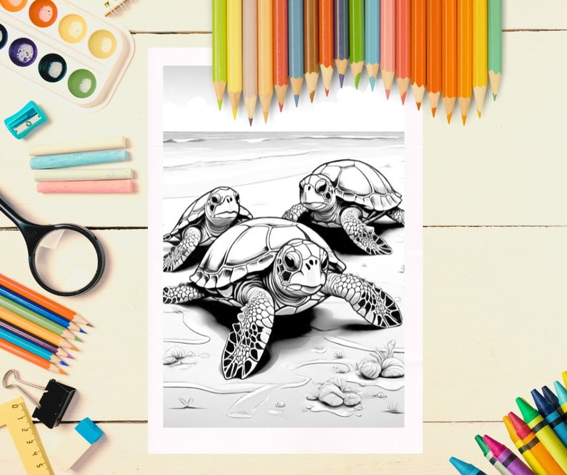 Digital Art Sea Turtles Vol 2 Adult Coloring Book Pages Instant ...