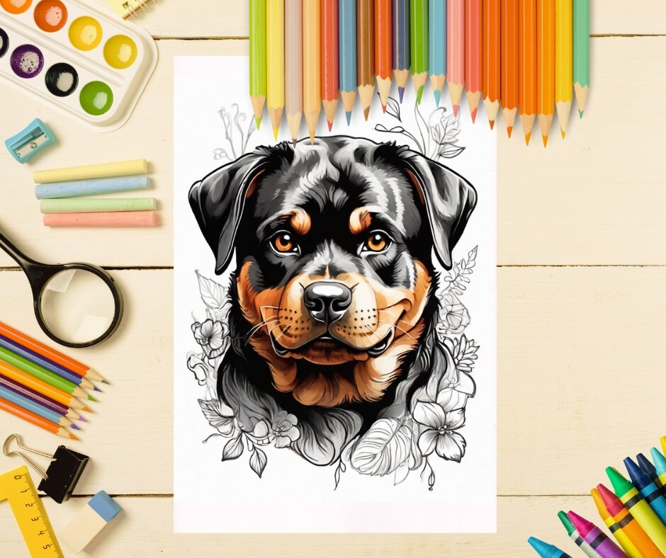 Digital Art Dog Coloring Book | Instant Download and Print for All Ages ...