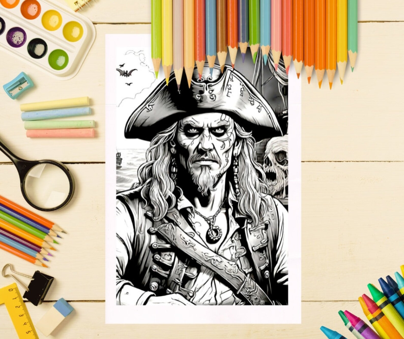 Horror Digital Art Haunted Seas Pirate Coloring Book Pages Instant ...