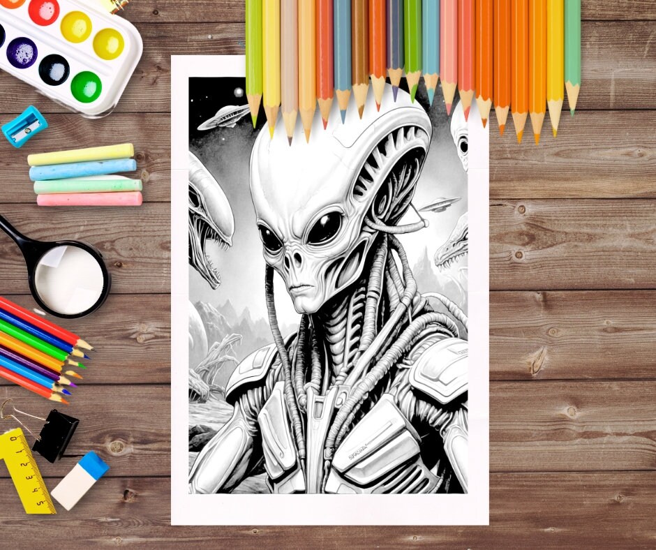 Digital Printable Alien Invasion Coloring Book - Fun Coloring Pages ...