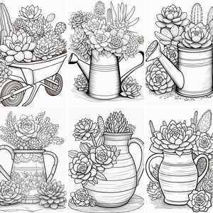 Succulents Bouquet Digital Coloring Book | Instant Download and Print ...