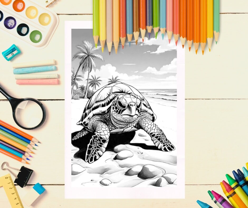 Digital Art Sea Turtles Vol 2 Adult Coloring Book Pages Instant ...