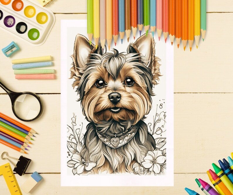 Digital Art Dog Coloring Book | Instant Download and Print for All Ages ...