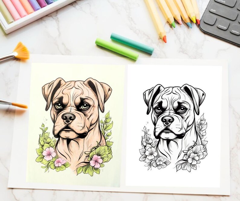Digital Art Dog Coloring Book | Instant Download and Print for All Ages ...