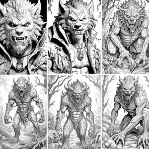 Horror Digital Printable Art Werewolf Digital Coloring Book Pages ...