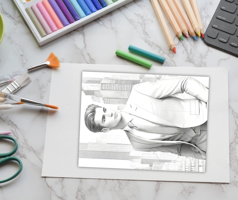 Digital Art Charming Handsome Sexy Men City Boy Coloring Books/pages ...