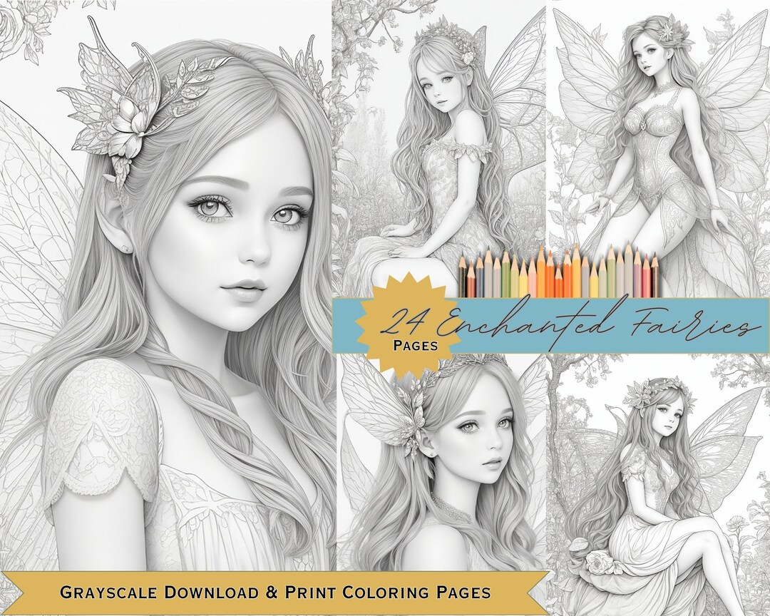 Digital Art PDF Enchanted Whimsical Fairy Coloring Book Instant ...