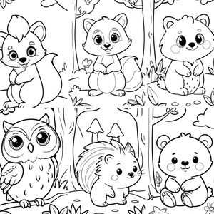 Kids Digital Coloring Pages Woodland Animal Coloring Book | Instant ...