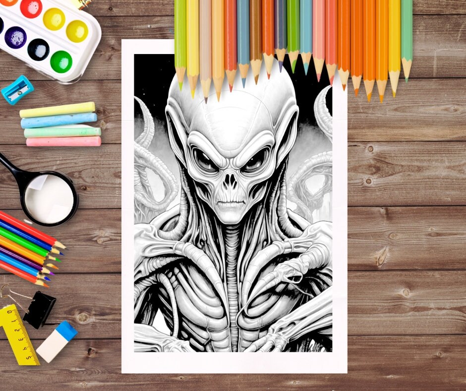 Digital Printable Alien Invasion Coloring Book - Fun Coloring Pages ...