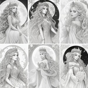 Digital Art Dark Fantasy Celestial Whimsical Moonlite Goddess Adult ...