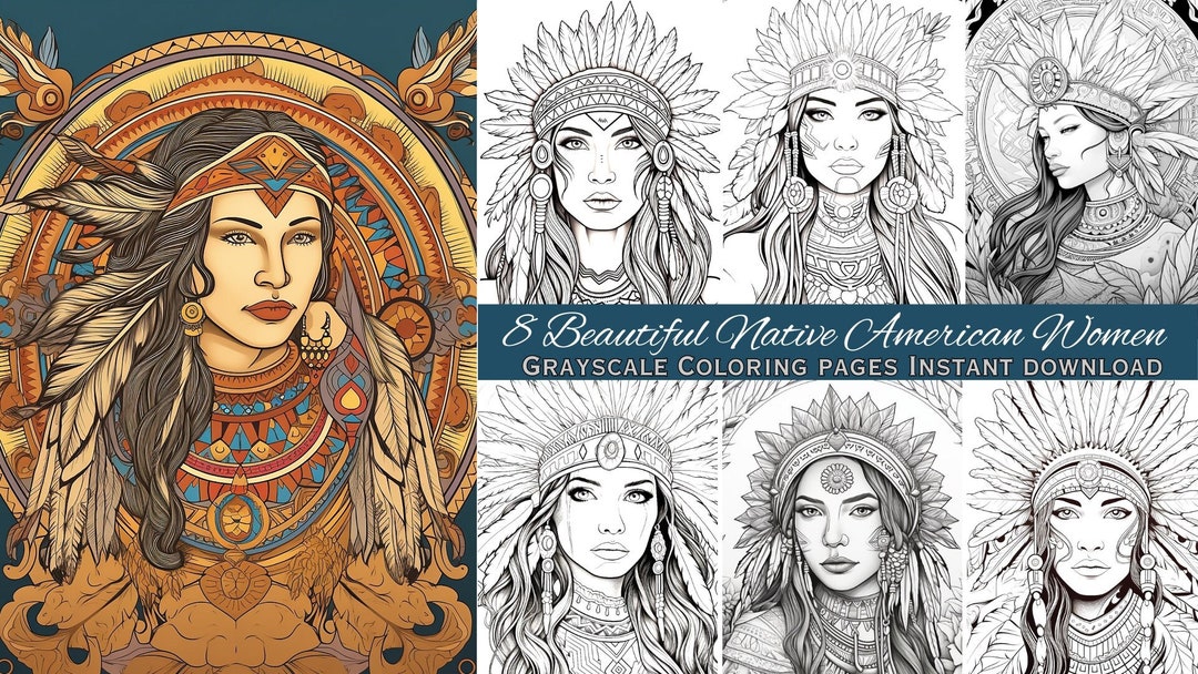 Digital Art PDF Beautiful Native American Indian Woman Coloring Book ...