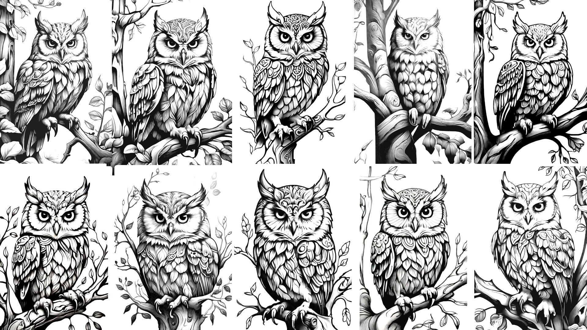 Digital Owl Adult Coloring Book Pages - Instant Download and Print ...