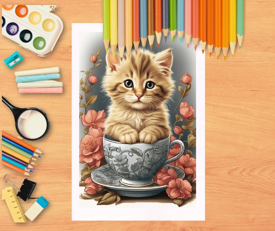 Digital Printable Cute Kittens Coloring Book Instant Download and Print ...